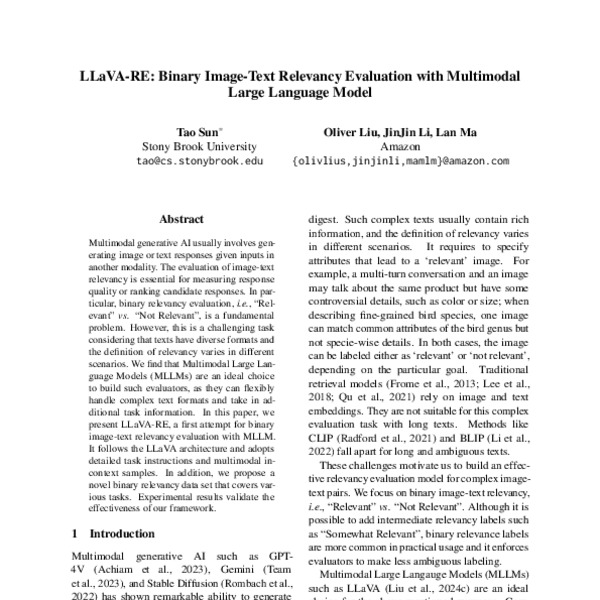 LLaVA-RE: Binary Image-Text Relevancy Evaluation with Multimodal Large Language Model - ACL ...