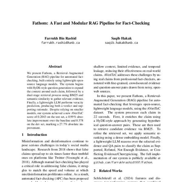 Fathom: A Fast and Modular RAG Pipeline for Fact-Checking - ACL Anthology