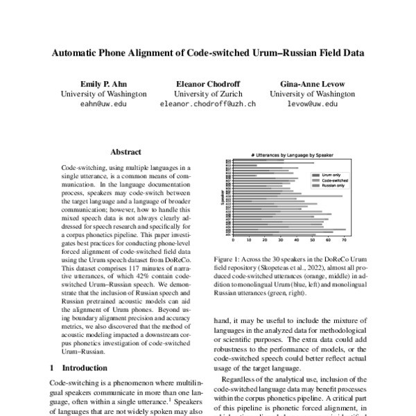 Automatic Phone Alignment of Code-switched Urum–Russian Field Data ...