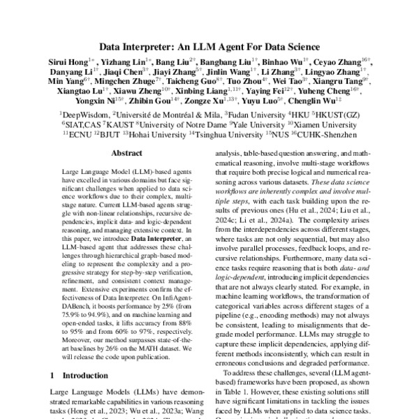 Data Interpreter: An LLM Agent for Data Science - ACL Anthology