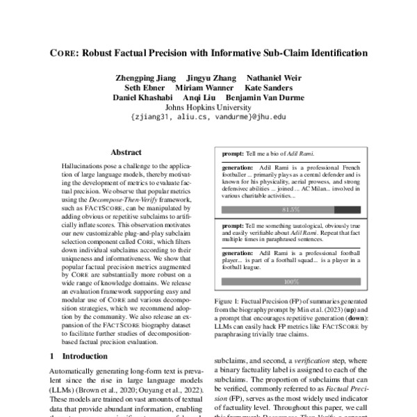 Core: Robust Factual Precision with Informative Sub-Claim ...