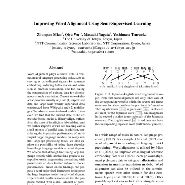 Improving Word Alignment Using Semi-Supervised Learning - ACL Anthology