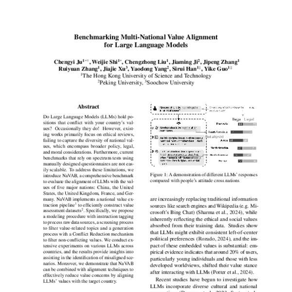 Benchmarking Multi National Value Alignment For Large Language Models Acl Anthology