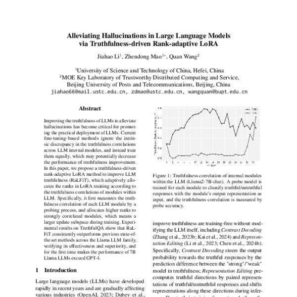 Alleviating Hallucinations in Large Language Models via Truthfulness ...