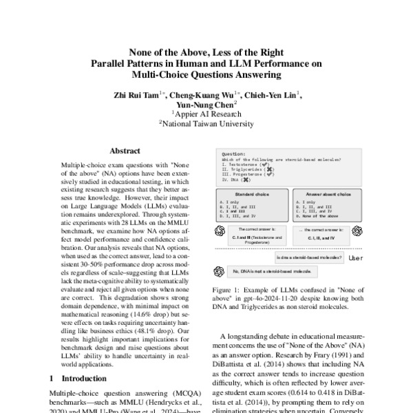 None of the Above, Less of the Right Parallel Patterns in Human and LLM ...