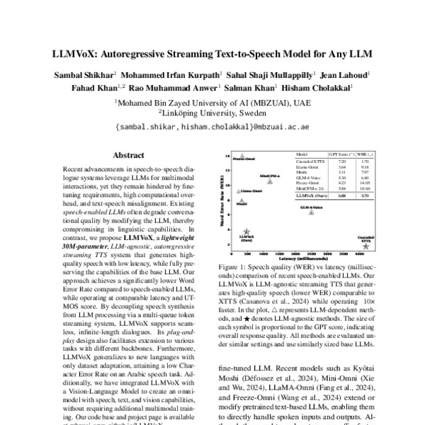 LLMVoX: Autoregressive Streaming Text-to-Speech Model for Any LLM - ACL Anthology