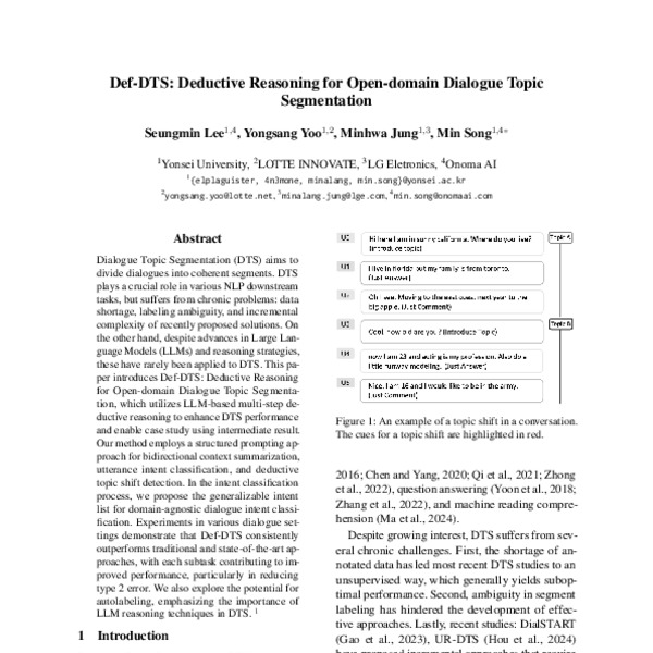 Def-DTS: Deductive Reasoning for Open-domain Dialogue Topic Segmentation - ACL Anthology