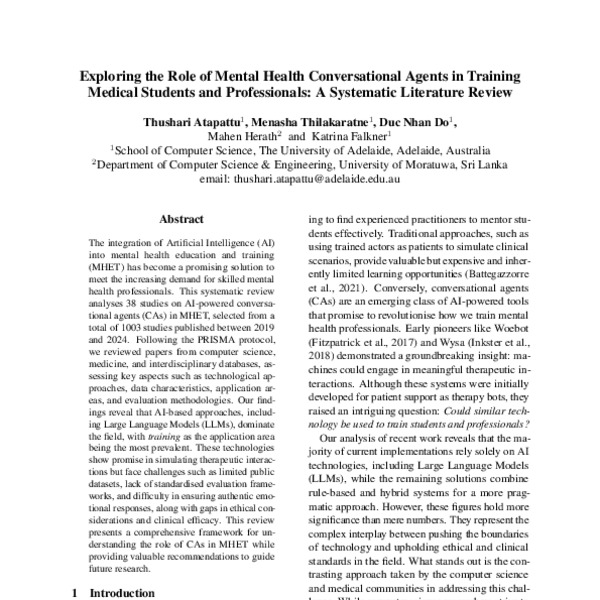 Exploring the Role of Mental Health Conversational Agents in Training ...