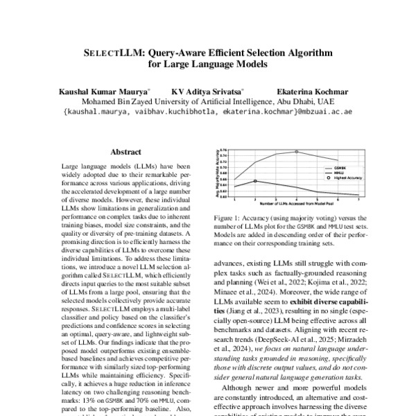 SelectLLM: Query-Aware Efficient Selection Algorithm for Large Language Models - ACL Anthology