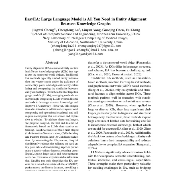 EasyEA: Large Language Model is All You Need in Entity Alignment Between Knowledge Graphs - ACL ...