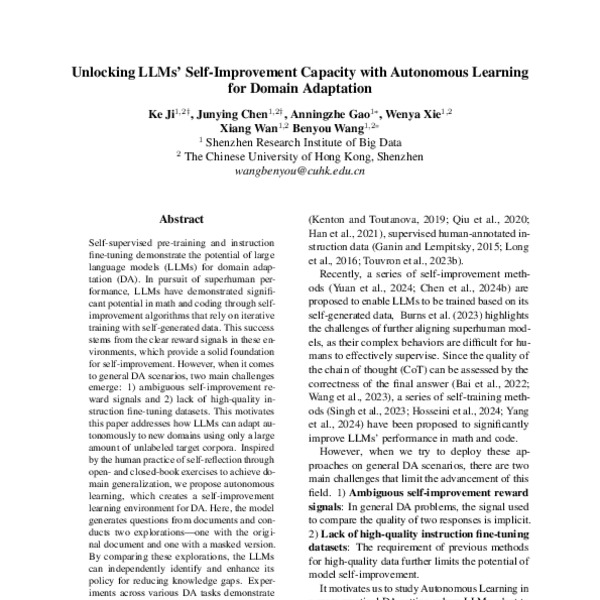 Unlocking LLMs’ Self-Improvement Capacity with Autonomous Learning for Domain Adaptation - ACL ...