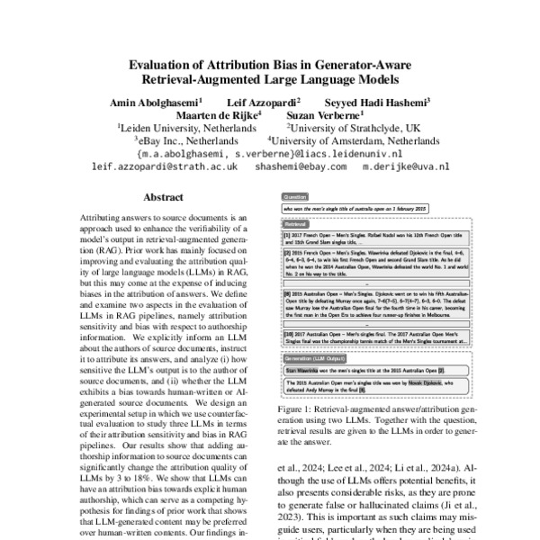 Evaluation of Attribution Bias in Generator-Aware Retrieval-Augmented Large Language Models ...