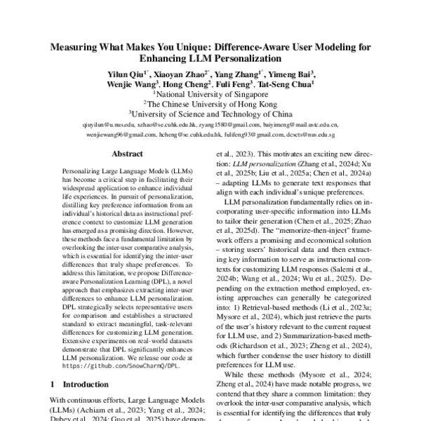 Measuring What Makes You Unique: Difference-Aware User Modeling for Enhancing LLM ...