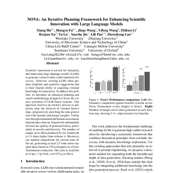 NOVA: An Iterative Planning Framework for Enhancing Scientific Innovation with Large Language ...