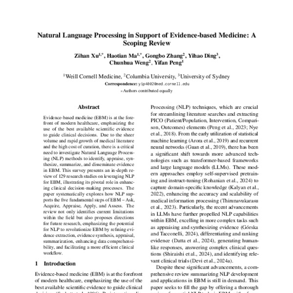 Natural Language Processing in Support of Evidence-based Medicine: A ...