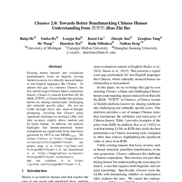 Chumor 2.0: Towards Better Benchmarking Chinese Humor Understanding ...