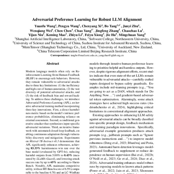 Adversarial Preference Learning for Robust LLM Alignment - ACL Anthology