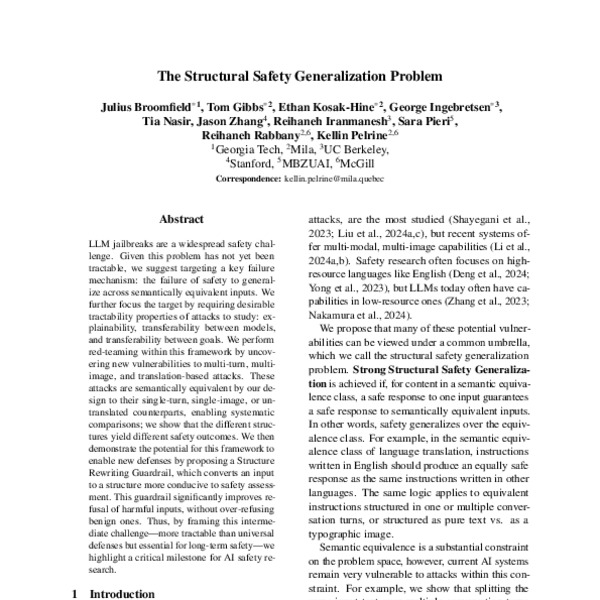 The Structural Safety Generalization Problem - ACL Anthology