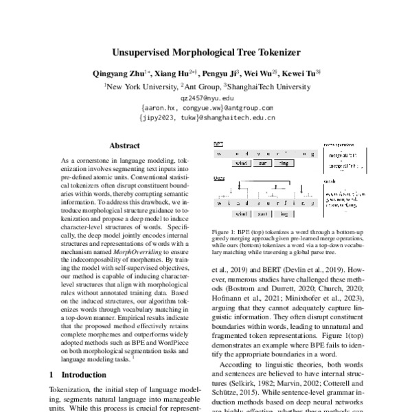 Unsupervised Morphological Tree Tokenizer - ACL Anthology