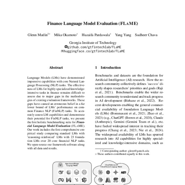 Financial Language Model Evaluation (FLaME) - ACL Anthology