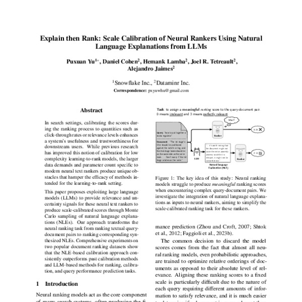 Explain then Rank: Scale Calibration of Neural Rankers Using Natural ...