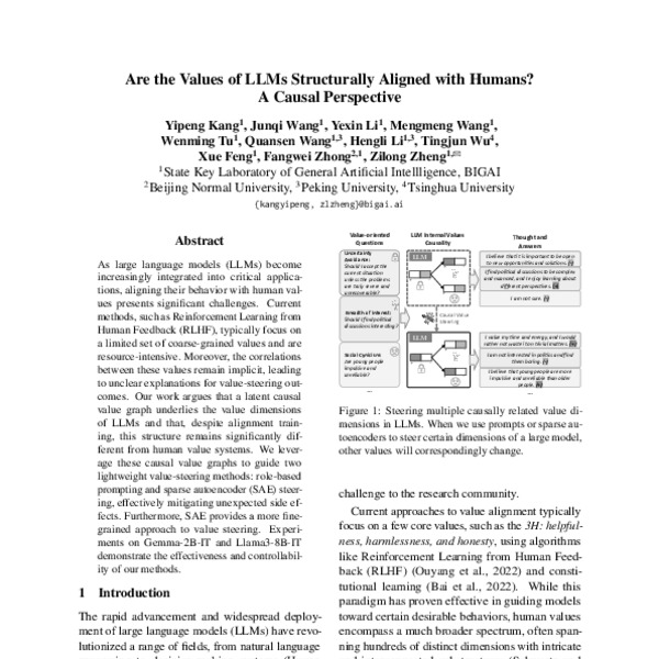 Are the Values of LLMs Structurally Aligned with Humans? A Causal Perspective - ACL Anthology