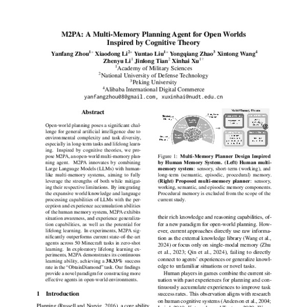 M2PA: A Multi-Memory Planning Agent for Open Worlds Inspired by ...