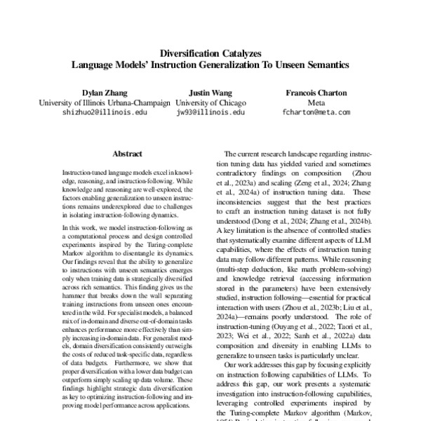 Diversification Catalyzes Language Models’ Instruction Generalization To Unseen Semantics - ACL ...