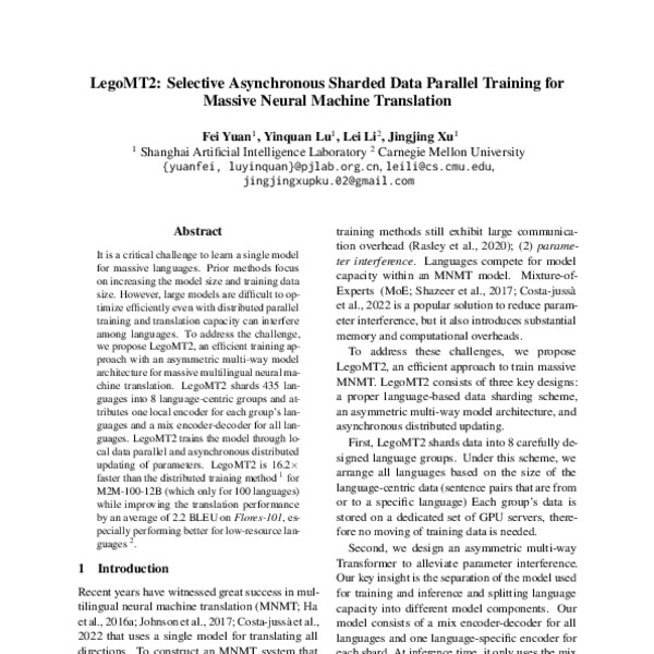 LegoMT2: Selective Asynchronous Sharded Data Parallel Training for Massive Neural Machine ...