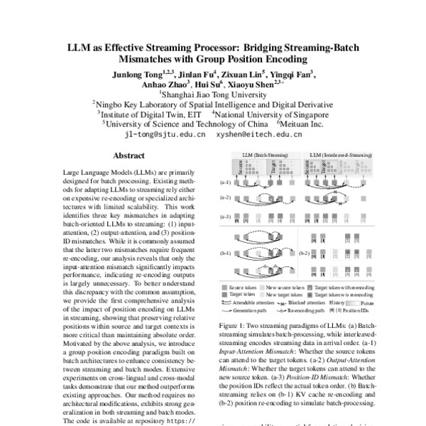 LLM as Effective Streaming Processor: Bridging Streaming-Batch Mismatches with Group Position ...