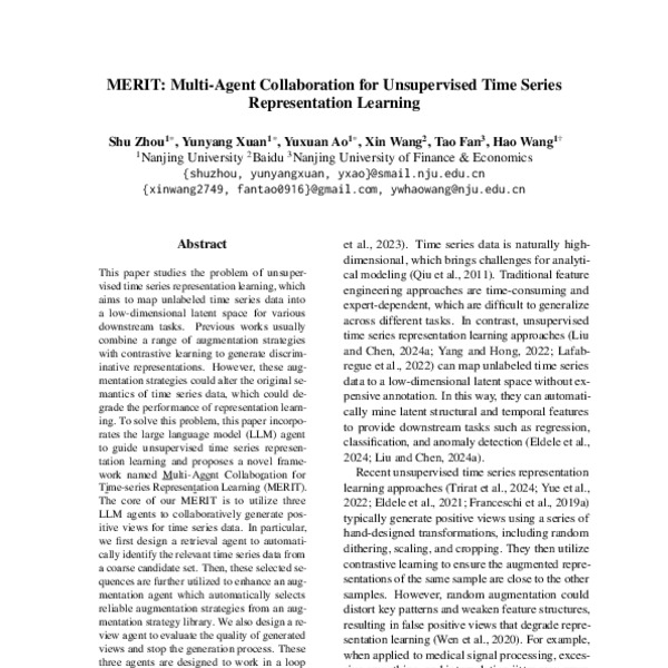 MERIT: Multi-Agent Collaboration for Unsupervised Time Series Representation Learning - ACL ...