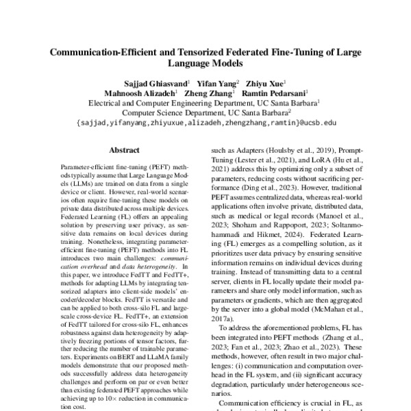 Communication-Efficient and Tensorized Federated Fine-Tuning of Large Language Models - ACL ...
