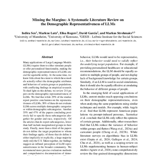 Missing the Margins: A Systematic Literature Review on the Demographic ...