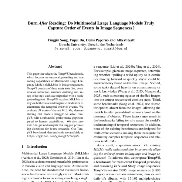 Burn After Reading: Do Multimodal Large Language Models Truly Capture Order of Events in Image ...