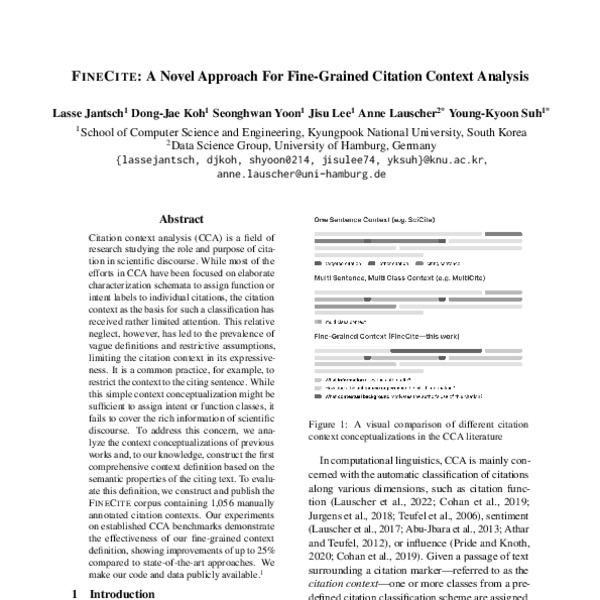 FineCite: A Novel Approach For Fine-Grained Citation Context Analysis - ACL Anthology