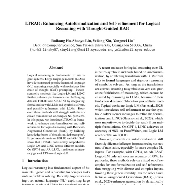 LTRAG: Enhancing Autoformalization and Self-refinement for Logical ...