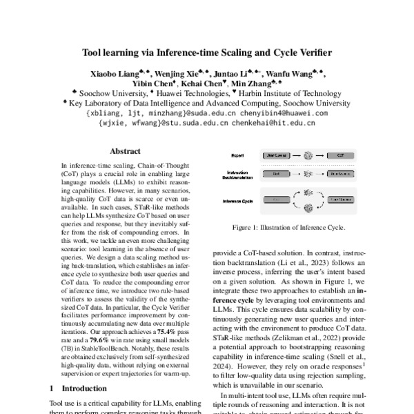 Tool learning via Inference-time Scaling and Cycle Verifier - ACL Anthology