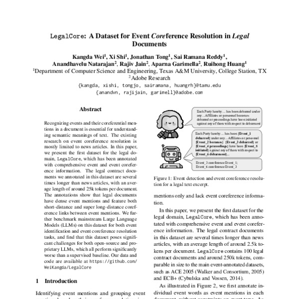 LegalCore: A Dataset for Event Coreference Resolution in Legal Documents - ACL Anthology