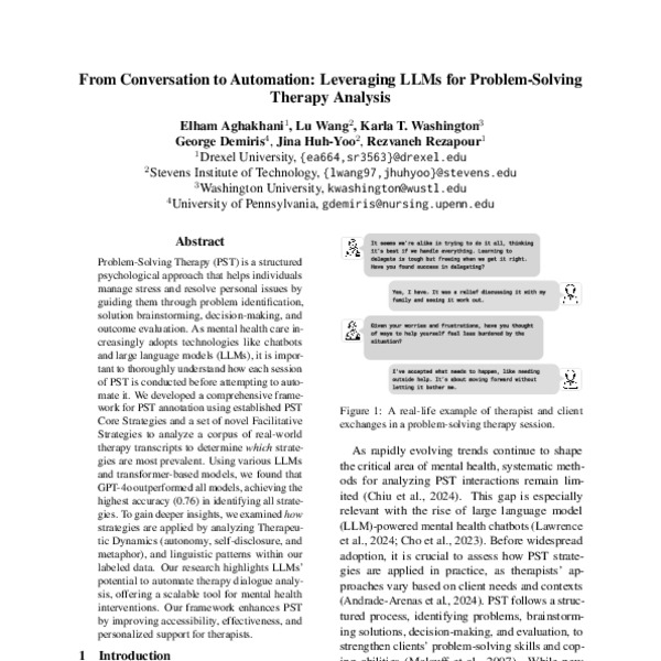 From Conversation to Automation: Leveraging LLMs for Problem-Solving Therapy Analysis - ACL ...