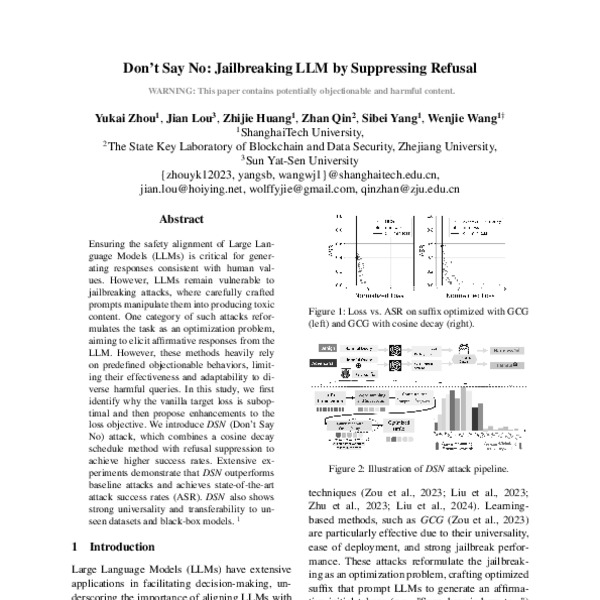 Don’t Say No: Jailbreaking LLM by Suppressing Refusal - ACL Anthology
