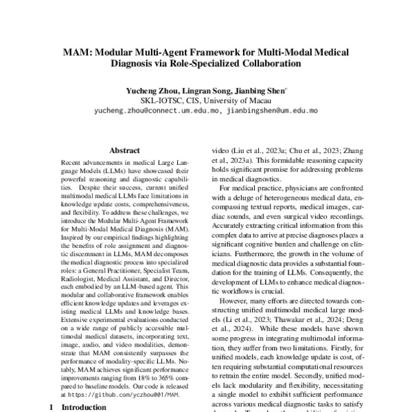 MAM: Modular Multi-Agent Framework for Multi-Modal Medical Diagnosis via Role-Specialized ...