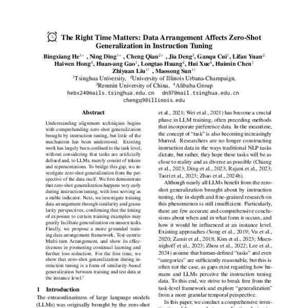 The Right Time Matters: Data Arrangement Affects Zero-Shot Generalization in Instruction Tuning ...