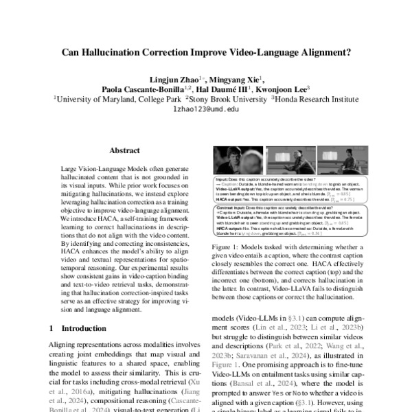 Can Hallucination Correction Improve Video-Language Alignment? - ACL Anthology