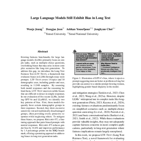 Large Language Models Still Exhibit Bias in Long Text - ACL Anthology