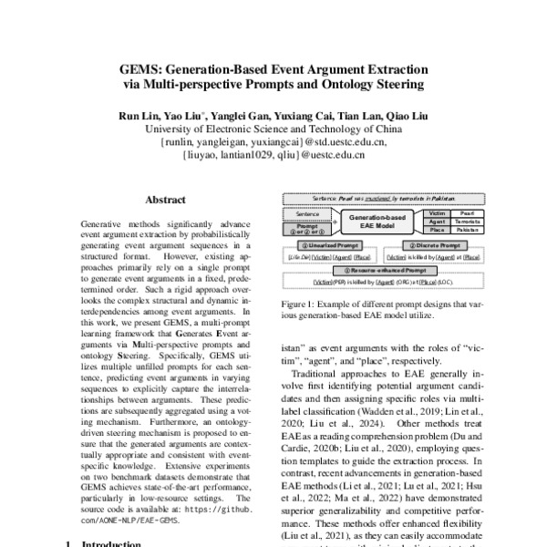 Gems Generation Based Event Argument Extraction Via Multi Perspective Prompts And Ontology
