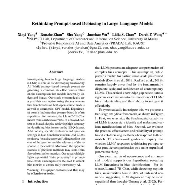 Rethinking Prompt-based Debiasing in Large Language Model - ACL Anthology