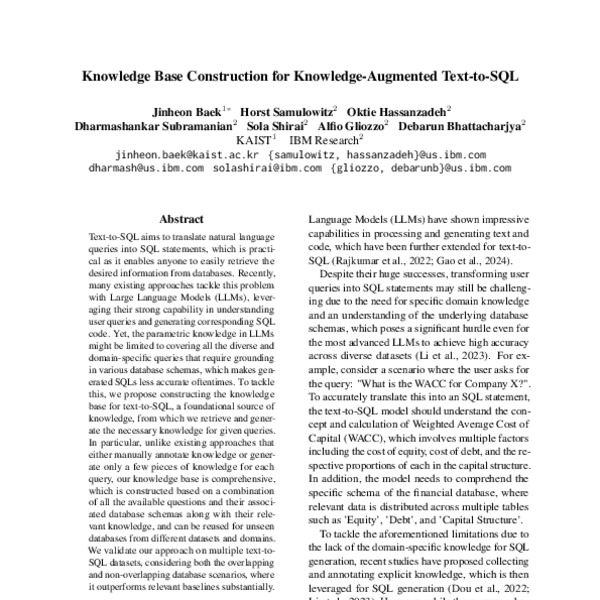 Knowledge Base Construction for Knowledge-Augmented Text-to-SQL - ACL Anthology