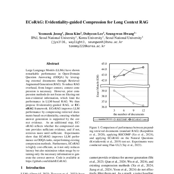 ECoRAG: Evidentiality-guided Compression for Long Context RAG - ACL Anthology