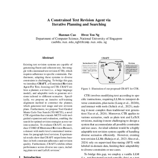 A Constrained Text Revision Agent Via Iterative Planning And Searching Acl Anthology