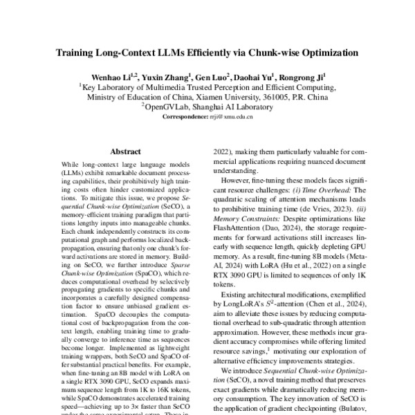 Training Long-Context LLMs Efficiently via Chunk-wise Optimization ...